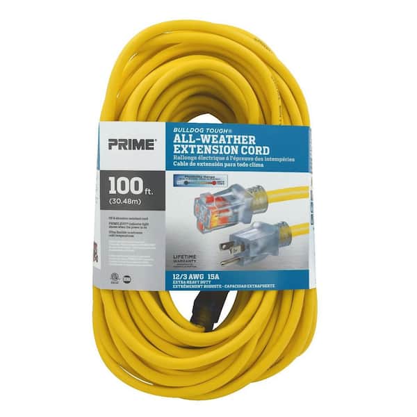 100 ft. 12/3 SJTOW Outdoor Oil Resistant Extension Cord with Power ...
