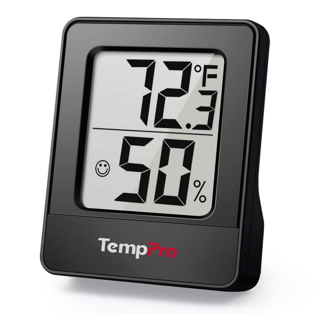 TempPro Black Digital Thermometer Indoor Hygrometer with Temperature ...