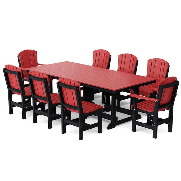 Wildridge Heritage 9-Piece Cardinal Red and Black HDPE Plastic Outdoor ...