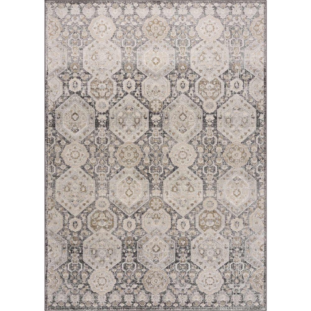HAUTELOOM Minoa Beige/Black/Charcoal 7 ft. x 9 ft. Area Rug MINOA-679 ...