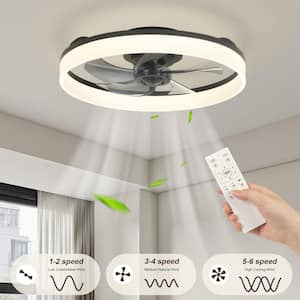 TOZING 54 in. Modern Indoor White and Wood Low Profile Flush Mount ...