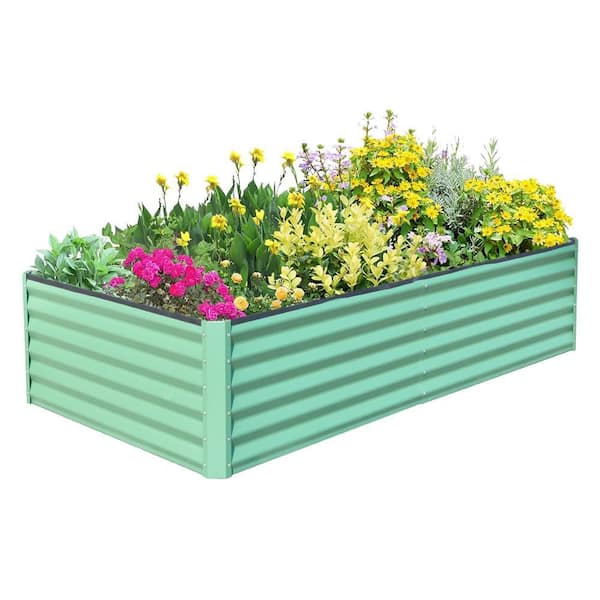 6 ft. L x 3 ft. W x 1.5 ft. H Green Steel Planter Box for Gardening HG ...