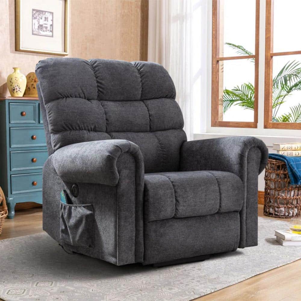 Bestier 38in. W Blue Fabric Power Lift Recliner w/ 8-Point Vibration ...
