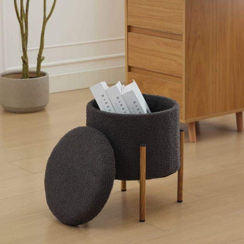 sumyeg Modern Round Footstools with Metal Base Storage Ottoman with ...