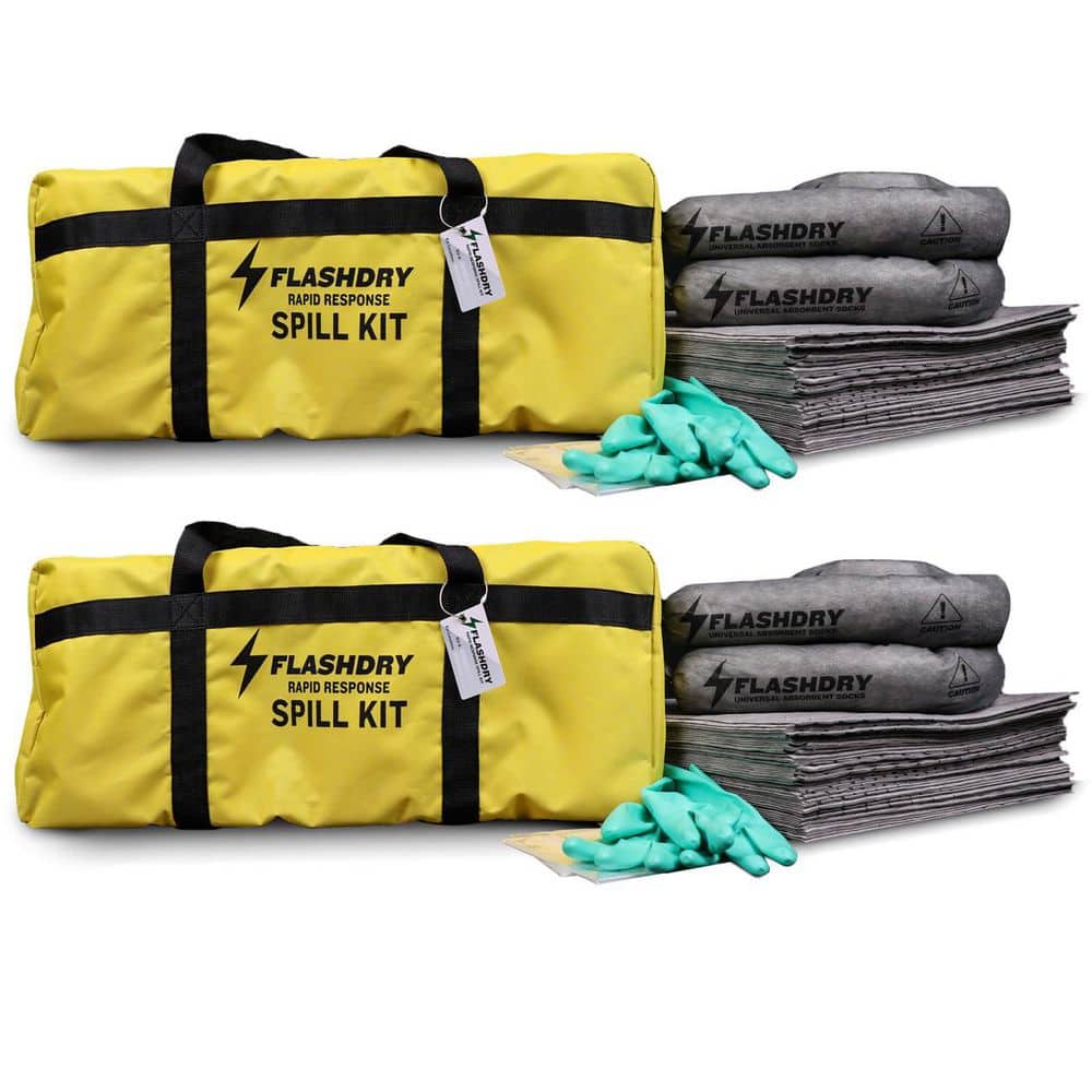 FLASHDRY 2-Pack Portable Spill Absorber Kit with Absorbent Pads and ...