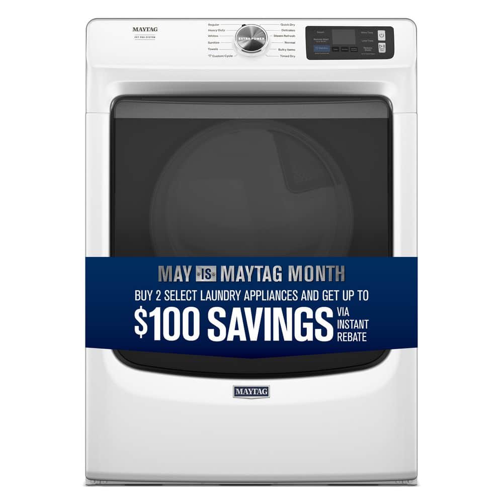 Maytag 7.4 cu. ft. vented Front Load Gas Dryer in White with Pet Pro ...