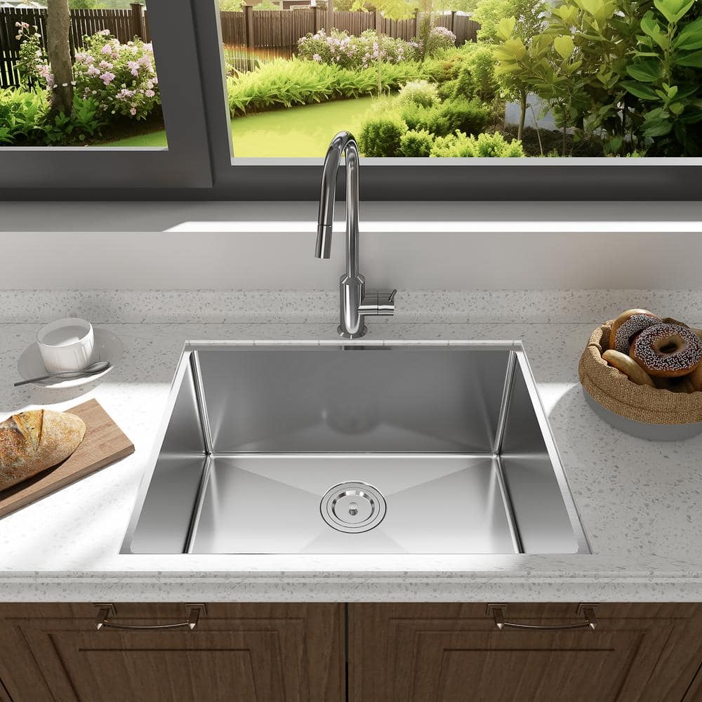 QuivaraView 23 in. Drop-In/Undermount Single Bowl 16-Gauge Stainless ...