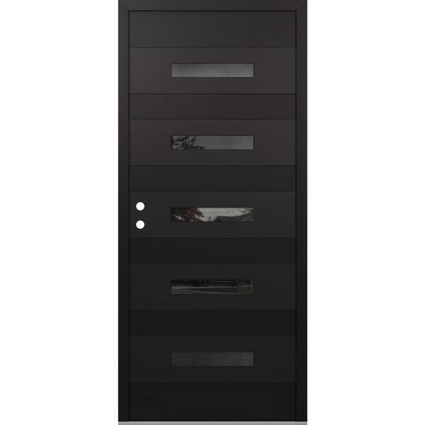Tessari Doors D9 36 in. x 80 in. Black P Right-Hand/Inswing Mirrored ...