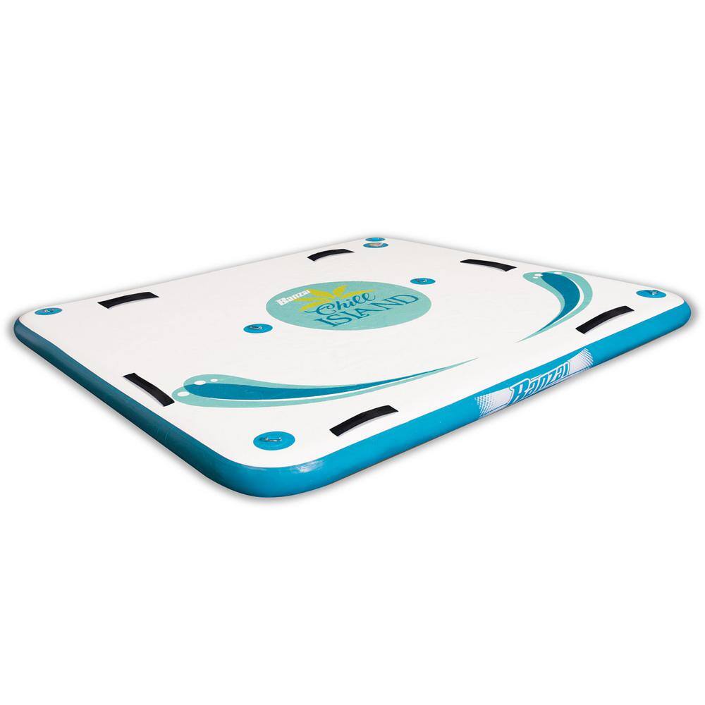 BANZAI Inflatable Pool Floating Oasis Island Deck with Air Pump and ...