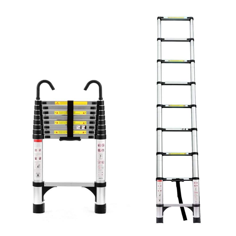 Tidoin 8.5 ft. Aluminum Telescoping Extension Ladder (12.5 Reach Height ...
