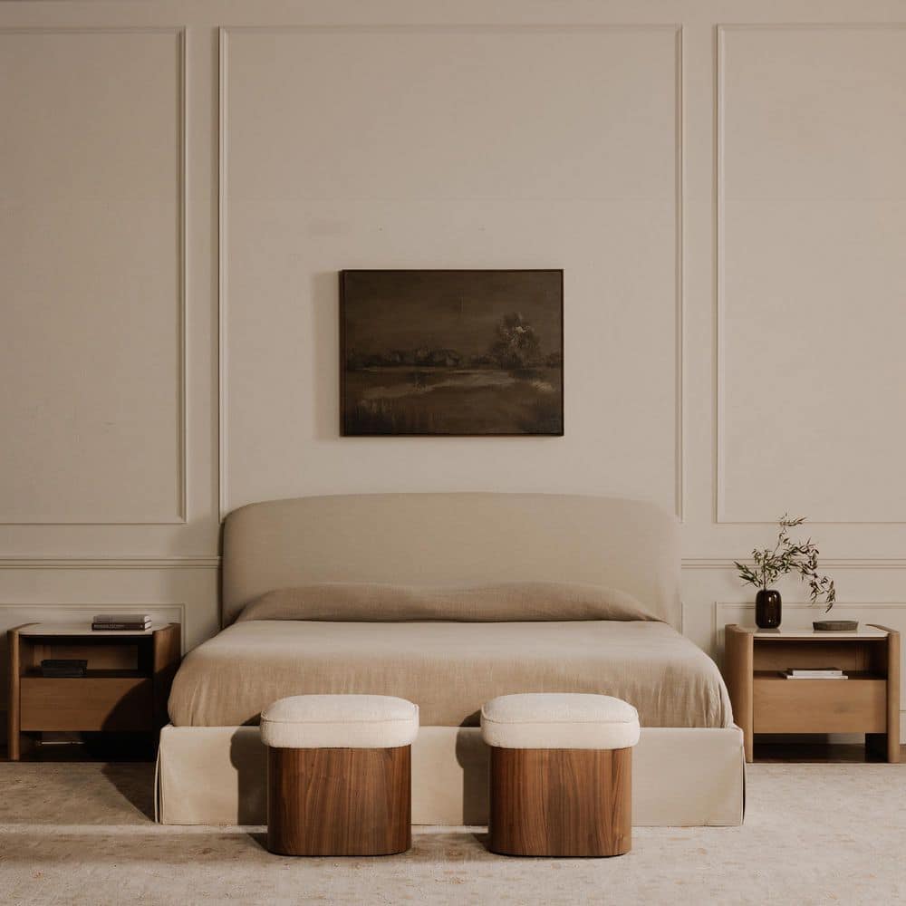 NADAAL STUDIOS Clarisse Stool, Lift-Top Storage, Walnut Veneer Base ...