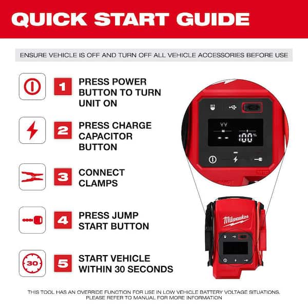 Milwaukee M18 18V Lithium-Ion Cordless 2000 Peak Amp HOTSHOT Jump ...