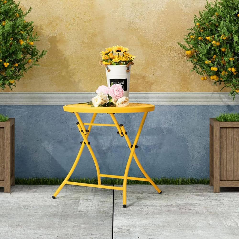 Yellow Metal Folding Outdoor Side Tables D09TW41FCS - The Home Depot