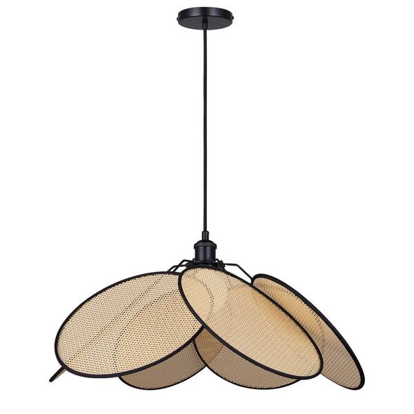 CANARM Madison 60-Watt 1-Light Matte Black Dome Pendant Light with ...