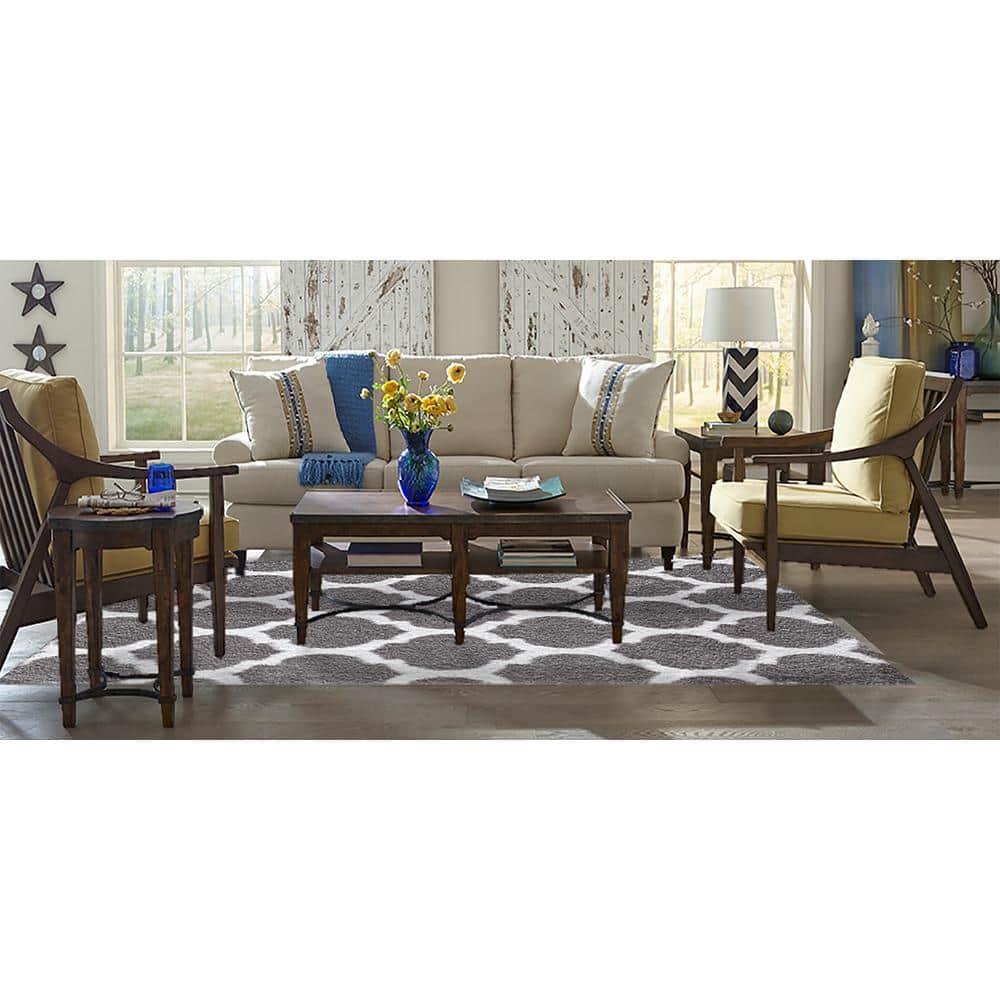 StyleWell Seyward 8 ft. x 10 ft. Titanium Trellis Shag Area Rug SAN7696 ...