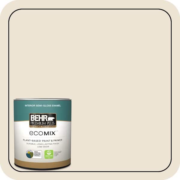 BEHR PREMIUM PLUS 1 qt. #T14-3 Miami Weiss Semi-Gloss Enamel EcoMix ...