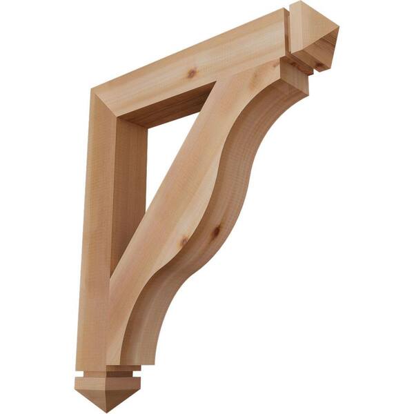 Ekena Millwork 4 in. x 30 in. x 26 in. Western Red Cedar Balboa Craftsman Rough Sawn Bracket ...