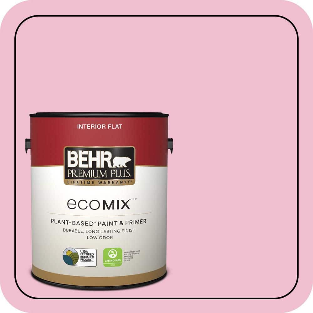 BEHR PREMIUM PLUS 1 gal. #100B-4 Pink Chintz Flat EcoMix Plant-Based ...
