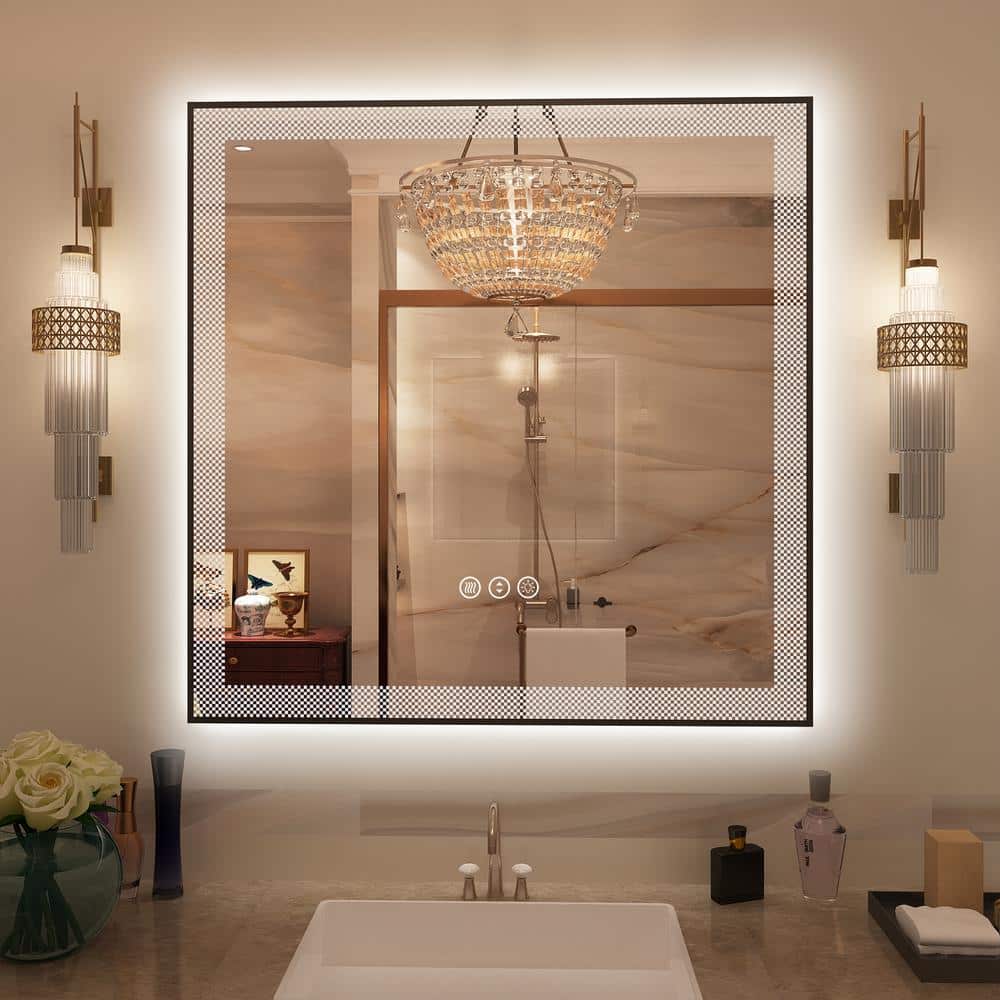 Apmir 38 in. W x 38 in. H Square Framed Checkerboard LED Lighted Anti ...