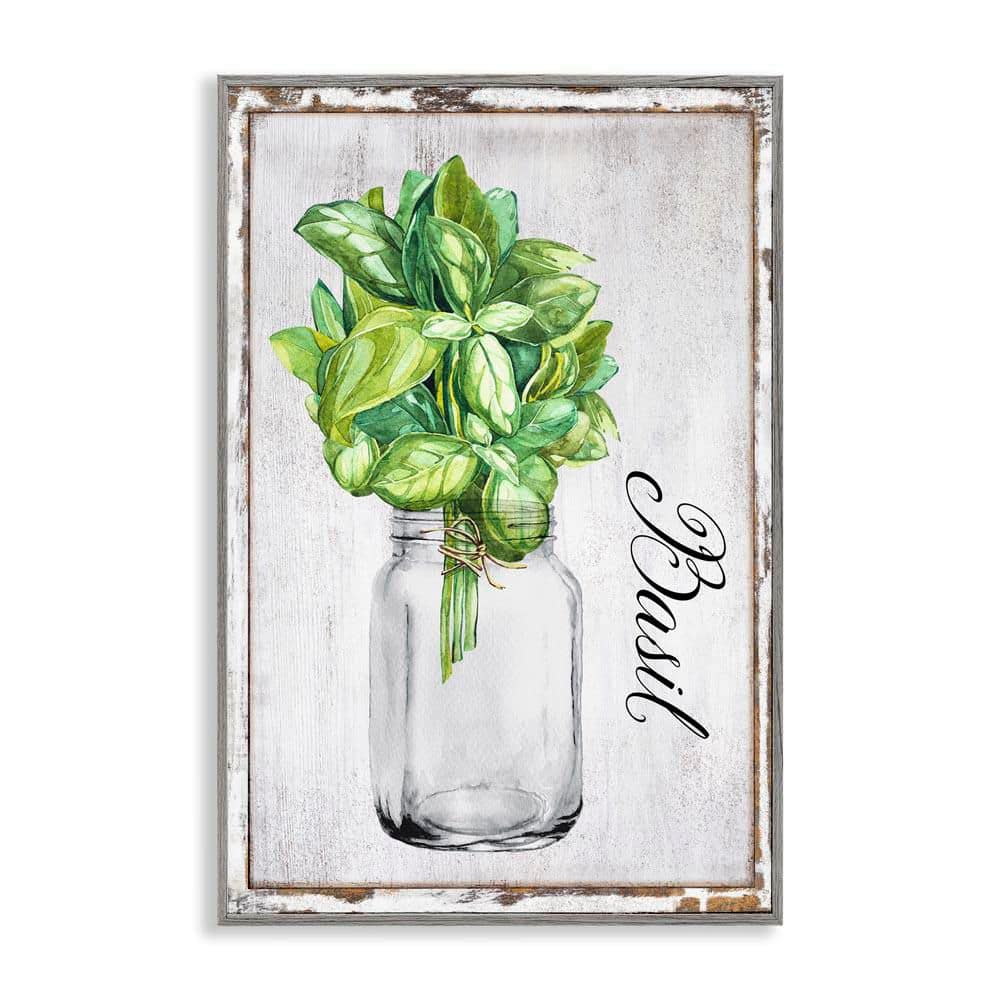 Stupell Industries Rustic Garden Basil by Creatif Belle Gray Framed ...