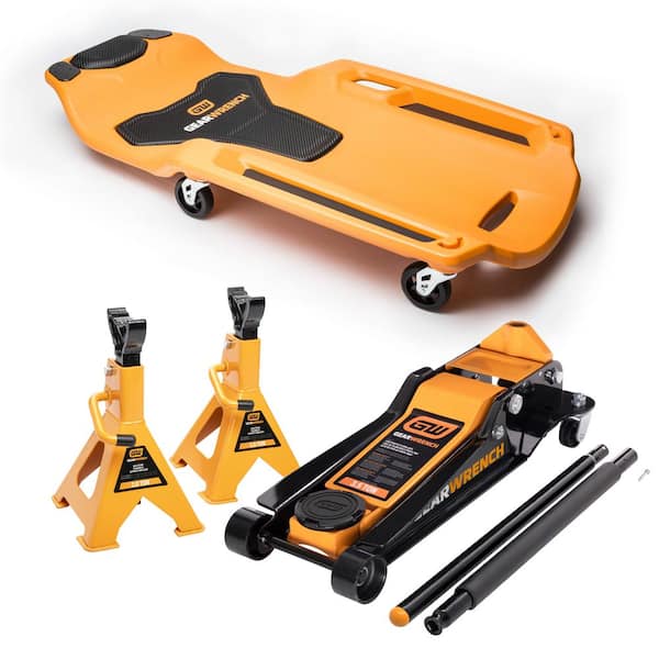 GEARWRENCH 3-1/2 Ton Low Profile Quick Lift Floor Jack with 3-Ton Jack ...