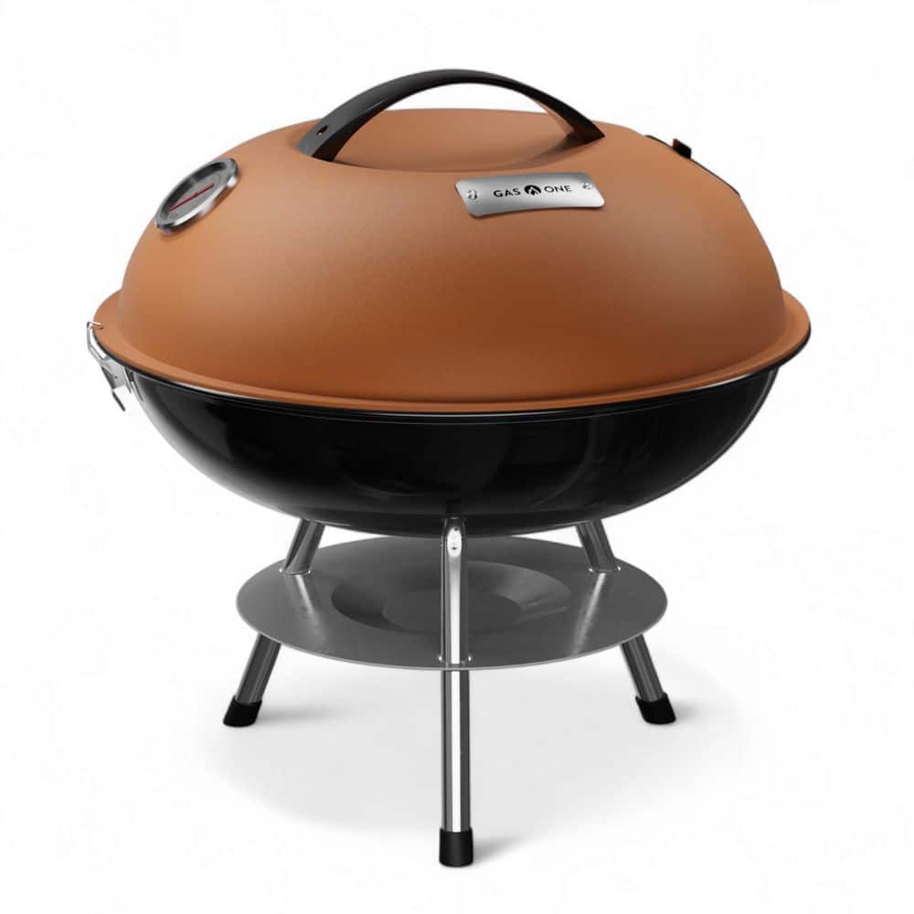 GASONE 14 in. Portable Charcoal Grill in Metallic Brown Portable Grill ...
