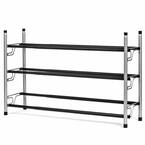 J&V TEXTILES 23 in. H x 29 in. W Space Saving 12-Pair Black Stainless ...