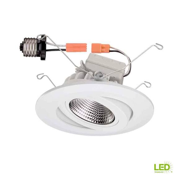 Commercial Electric 5 in. White LED Recessed Gimbal Trim CER5742WH ...