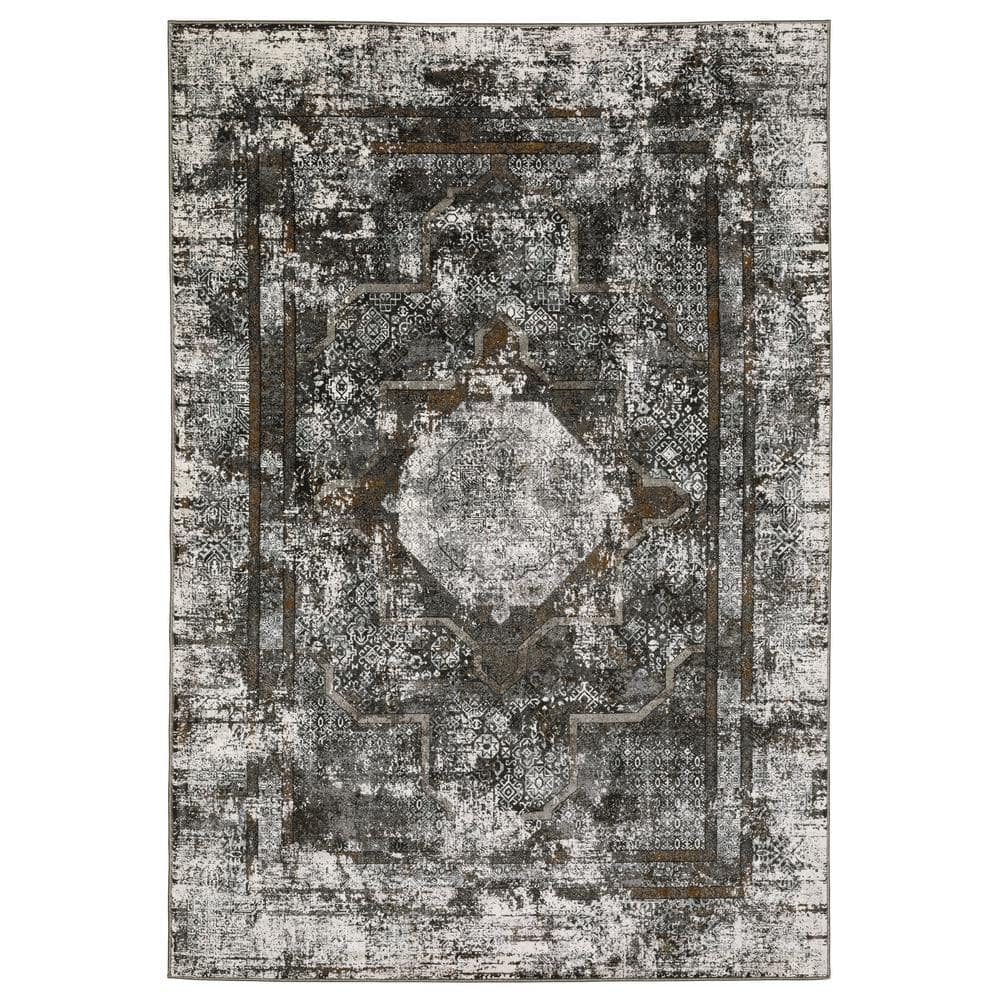 AVERLEY HOME Galleria Charcoal 6 ft. x 9 ft. Distressed Oriental ...