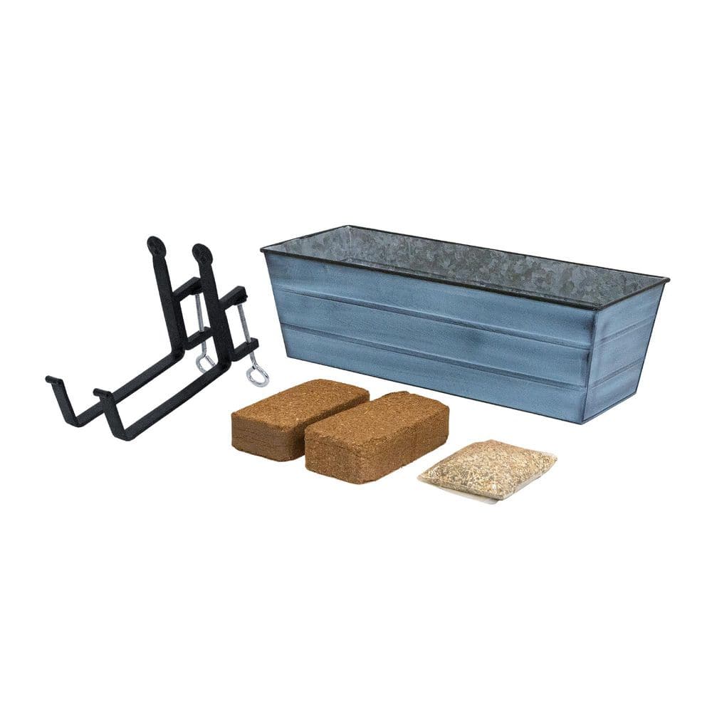 ACHLA DESIGNS 24" W Medium Nantucket Blue Galvanized /Wrought Iron ...