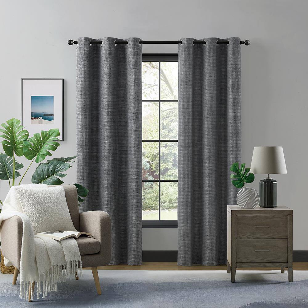 Morgan Gray Polyester 38 in. W x 84 in. L Grommet Room Darkening ...