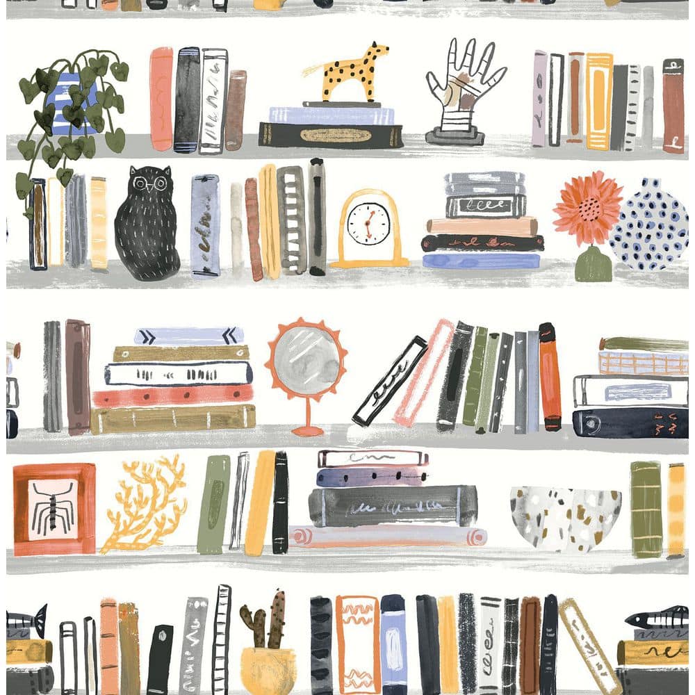NuWallpaper Painterly Yellow Shelf Stories Novelty Vinyl Peel and Stick ...