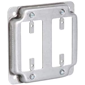 RACO 4 in. W Steel Metallic 2-Gang Raised 1/2 in. Exposed Work Square Cover for 2 GFCI Outlets ...