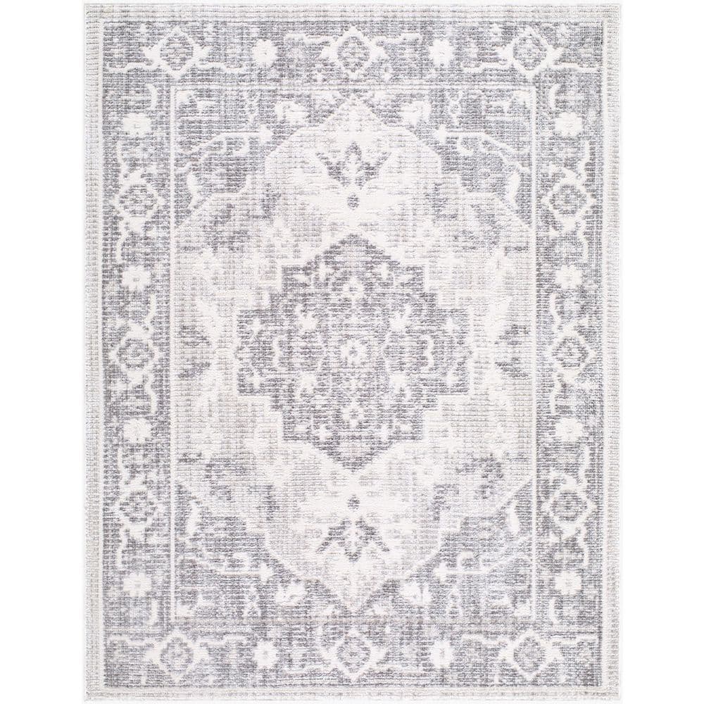 Livabliss ELLE Decor Odeon 2 ft. x 7 ft. Medium Gray Medallion Machine Washable Runner Rug ...