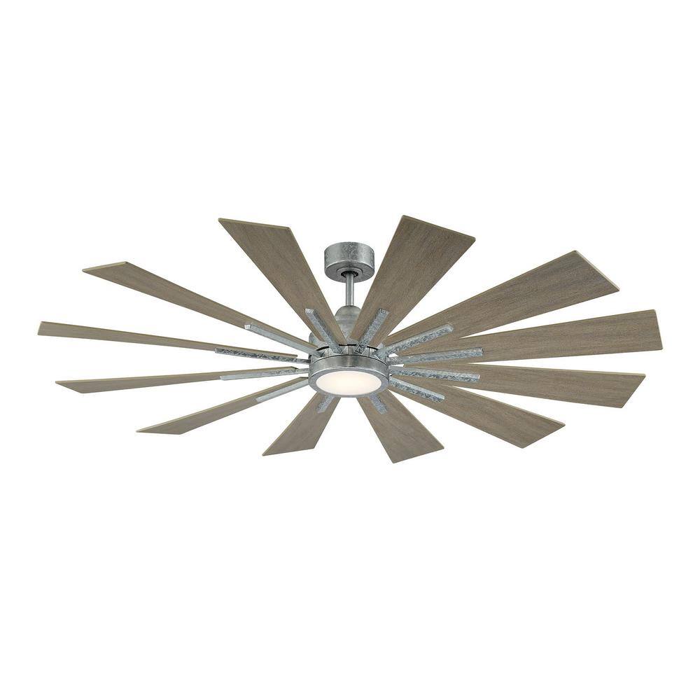 Filament Design 60 in. Integrated LED Galvanized Ceiling Fan with Light ...