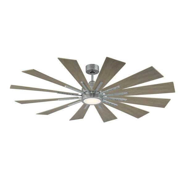 Filament Design 60 in. Integrated LED Galvanized Ceiling Fan with Light ...
