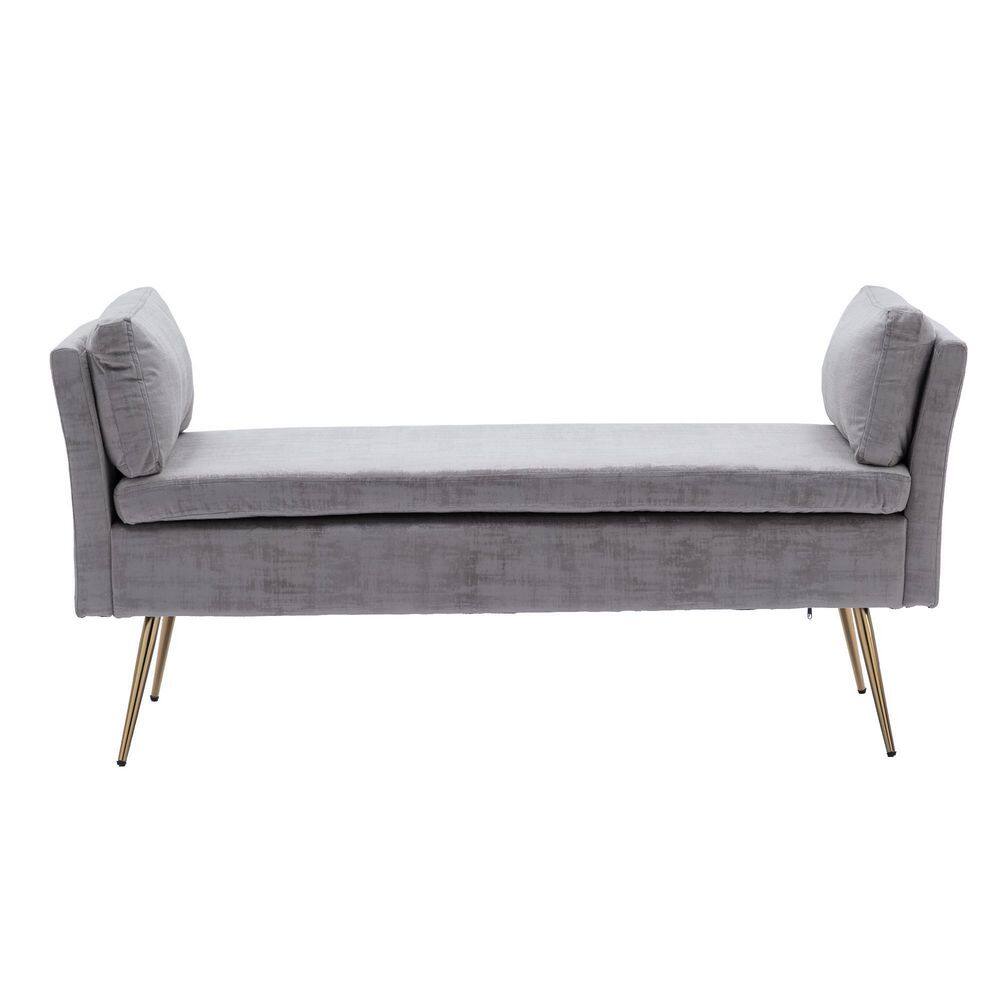 HOMEFUN Modern Gray Polyester Fabric Amhers Upholstered Bench with ...