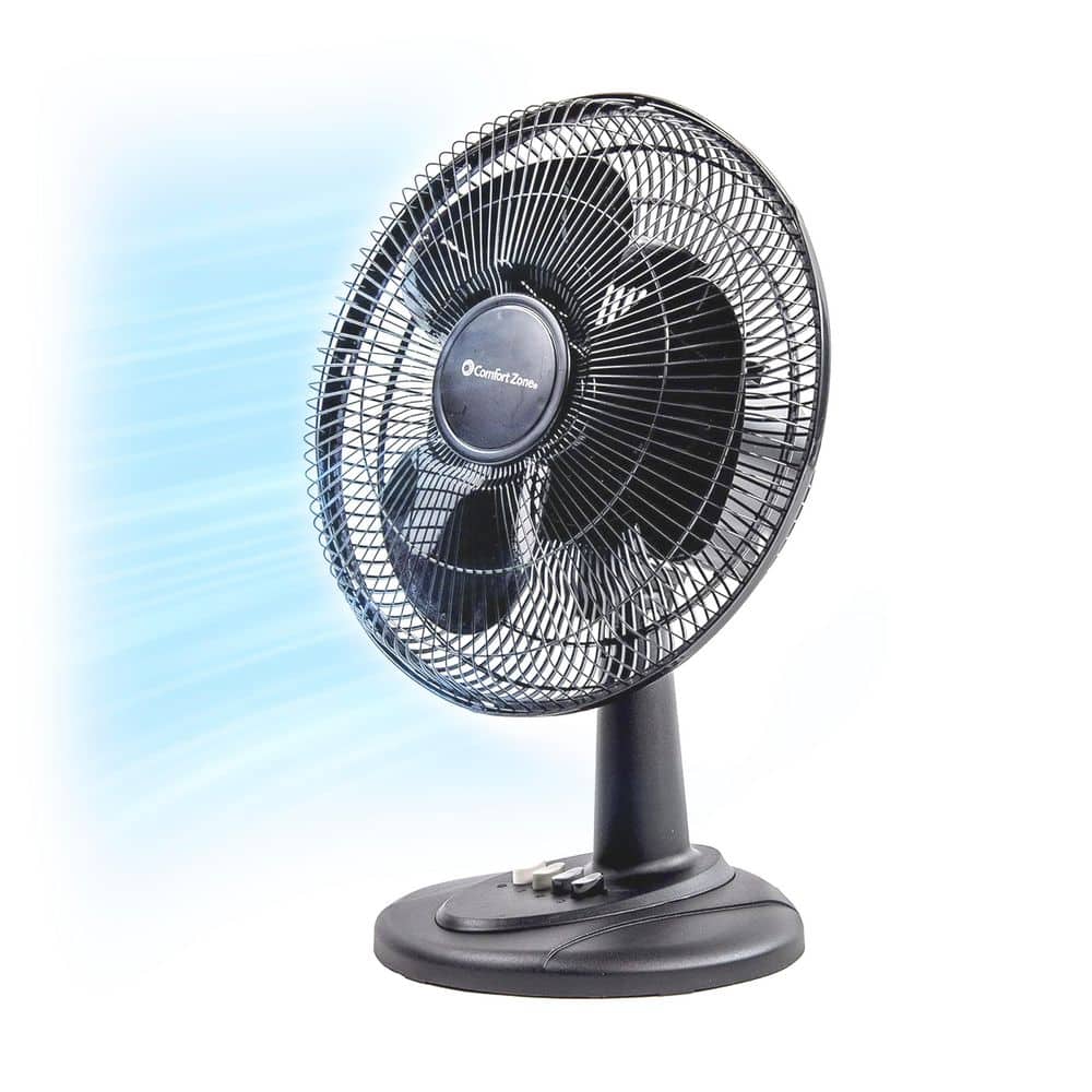 Comfort Zone 12 in. Black Oscillating Table Fan with Adjustable Tilt ...