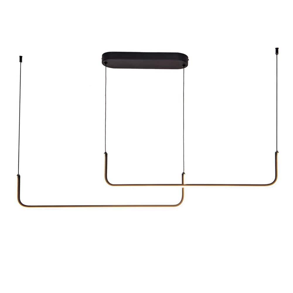 JC TOPA Sleek 40-Watt 2-Light Black Modern Linear with Curve Ends ...