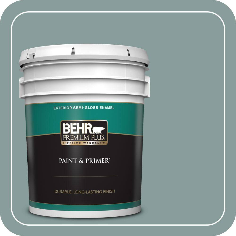 BEHR PREMIUM PLUS 5 gal. #PPU12-04 Agave Semi-Gloss Enamel Exterior ...