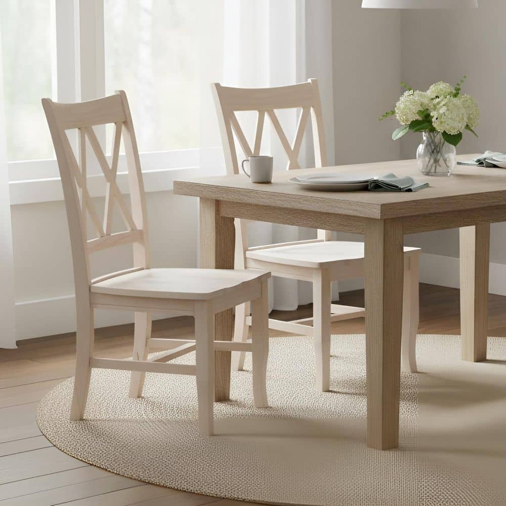 International Concepts Unfinished Wood Double X-Back Dining Chair (Set ...