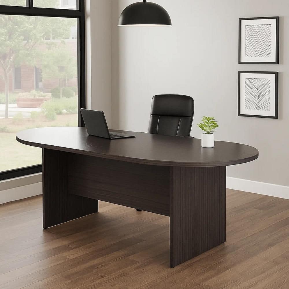 Benjara Mike 35 in. Oval Driftwood Gray Wood Office Desk BM340802 - The ...