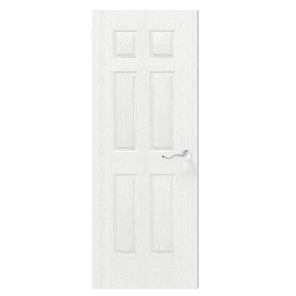 TENONER 30 in. x 80 in. 6 Panel, Composite, White Primed, Solid MDF ...
