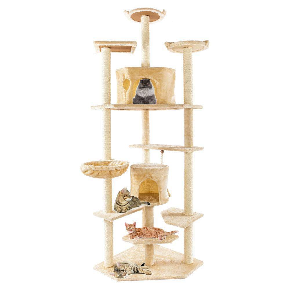 80 in. Solid Cute Sisal Rope Plush Cat Climb Tree Cat Tower H ...