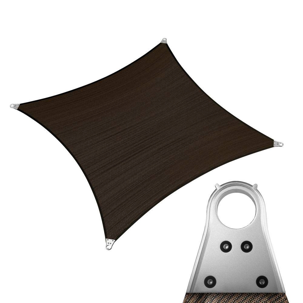 ROYAL SHADE 18 ft. x 18 ft. Super Ring Square Shade Sail - Brown RS ...