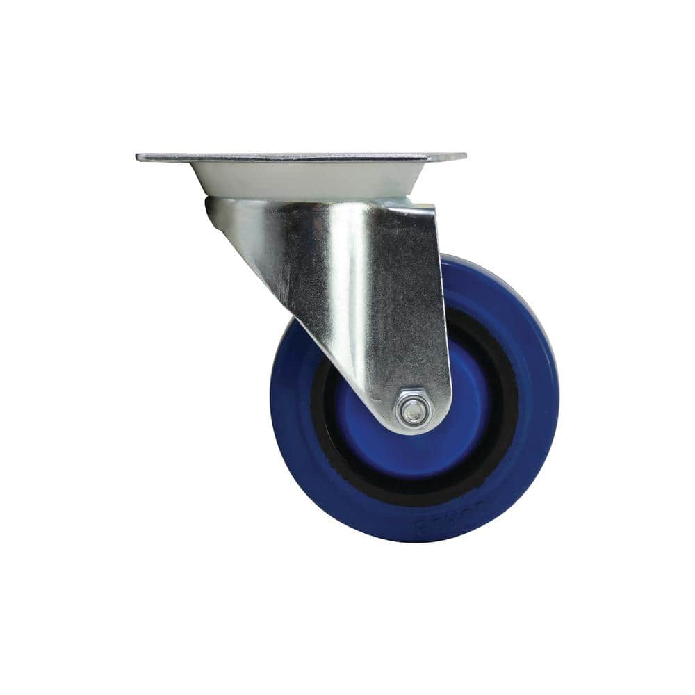 Shepherd 4 in. Blue Elastic Rubber and Steel Swivel Plate Caster with ...