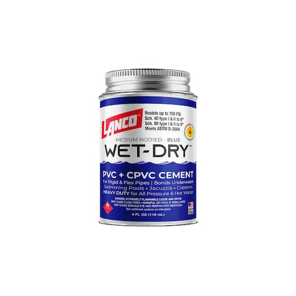 Lanco 4 oz. Wet-Dry Blue PVC Cement SM248-8 - The Home Depot