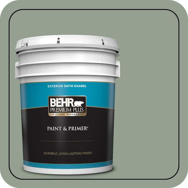 BEHR PREMIUM PLUS 5 gal. #N400-4 Forest Path Satin Enamel Exterior ...