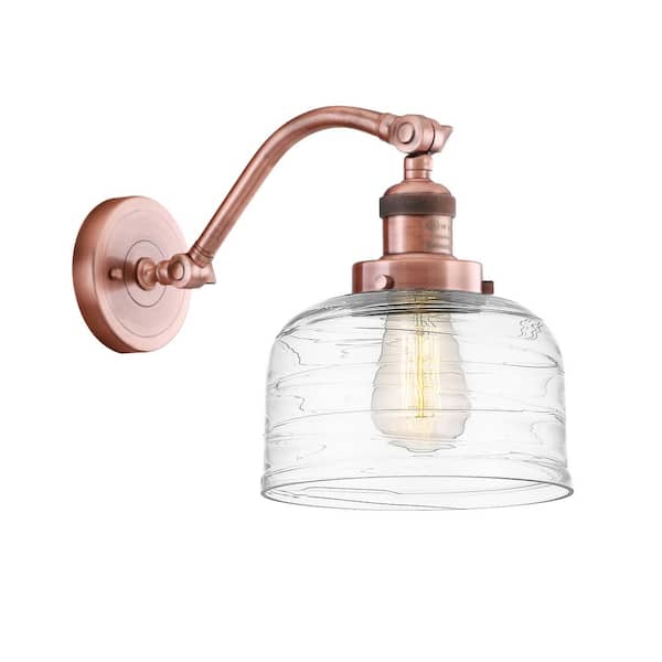 Innovations Bell 1-Light Antique Copper, Clear Deco Swirl Wall Sconce ...
