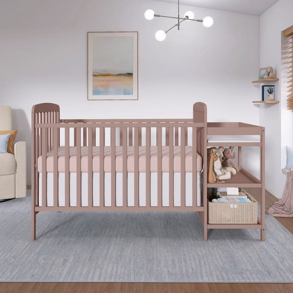 Dream On Me Anna 4 in 1 Brown Sugar Full Size Crib and Changing Table ...